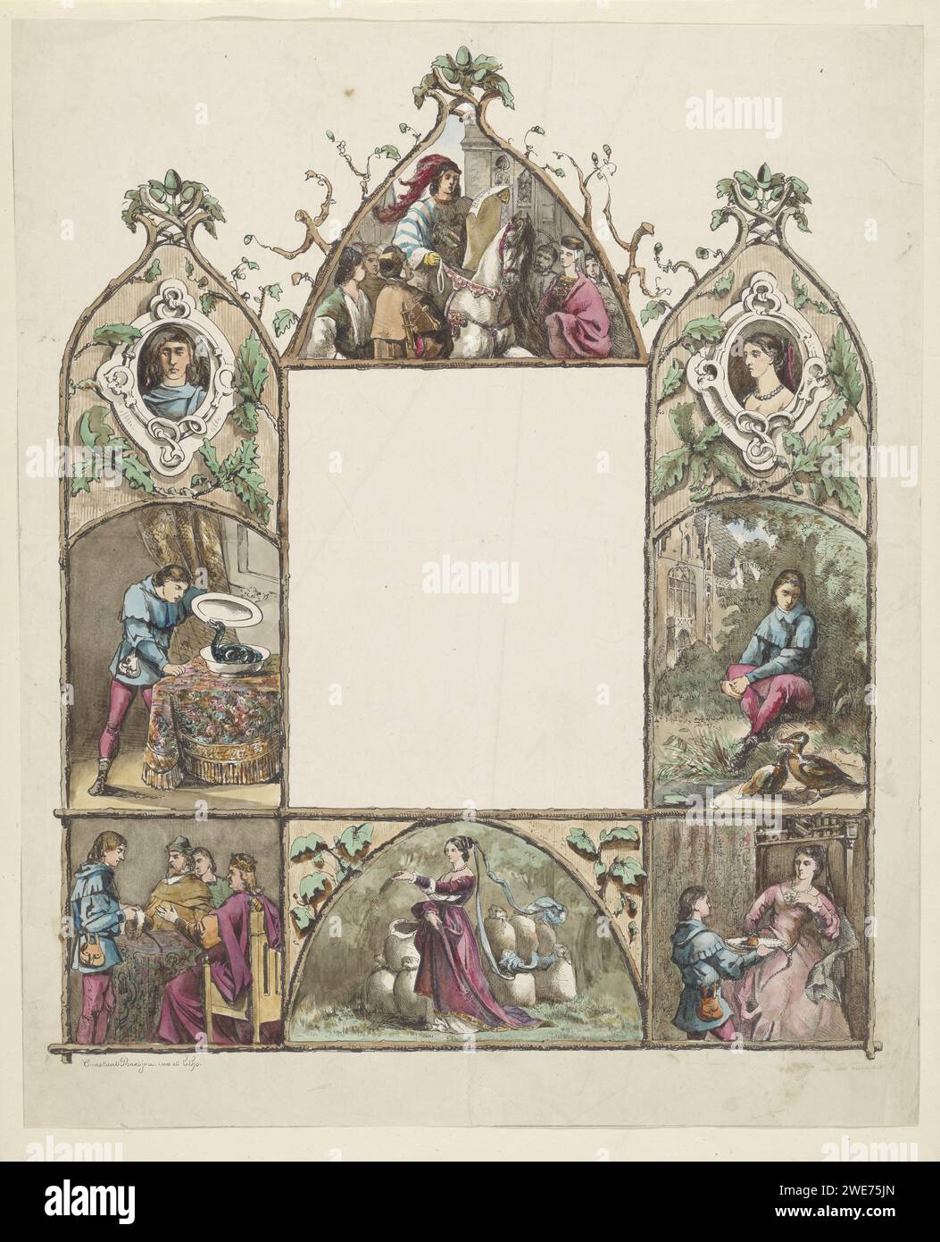 Wish letter with figures from the fairy tale De Witte Snake ...