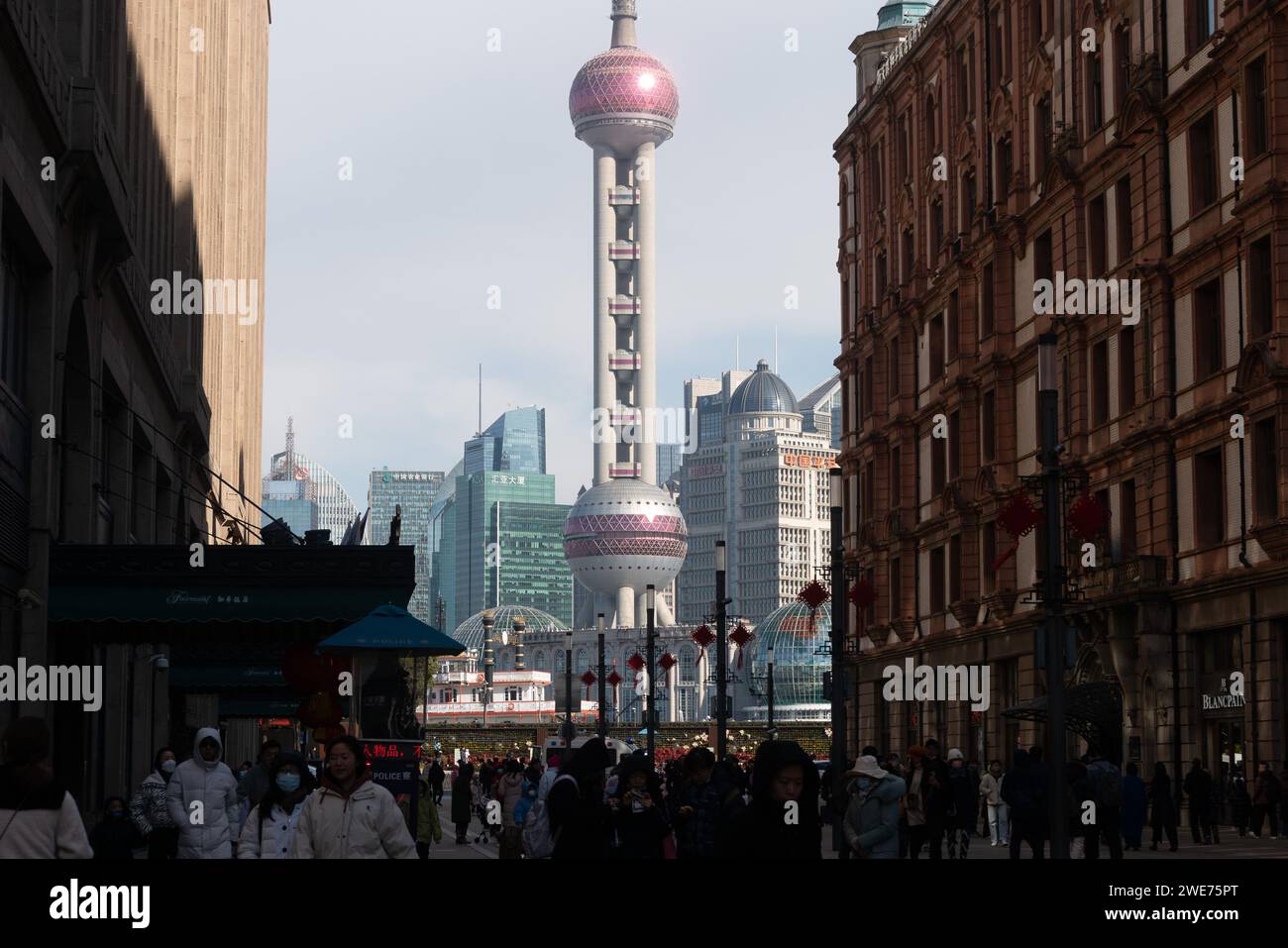 SHANGHAI, CHINA - JANUARY 23, 2024 - Tourists visit the Bund scenic ...