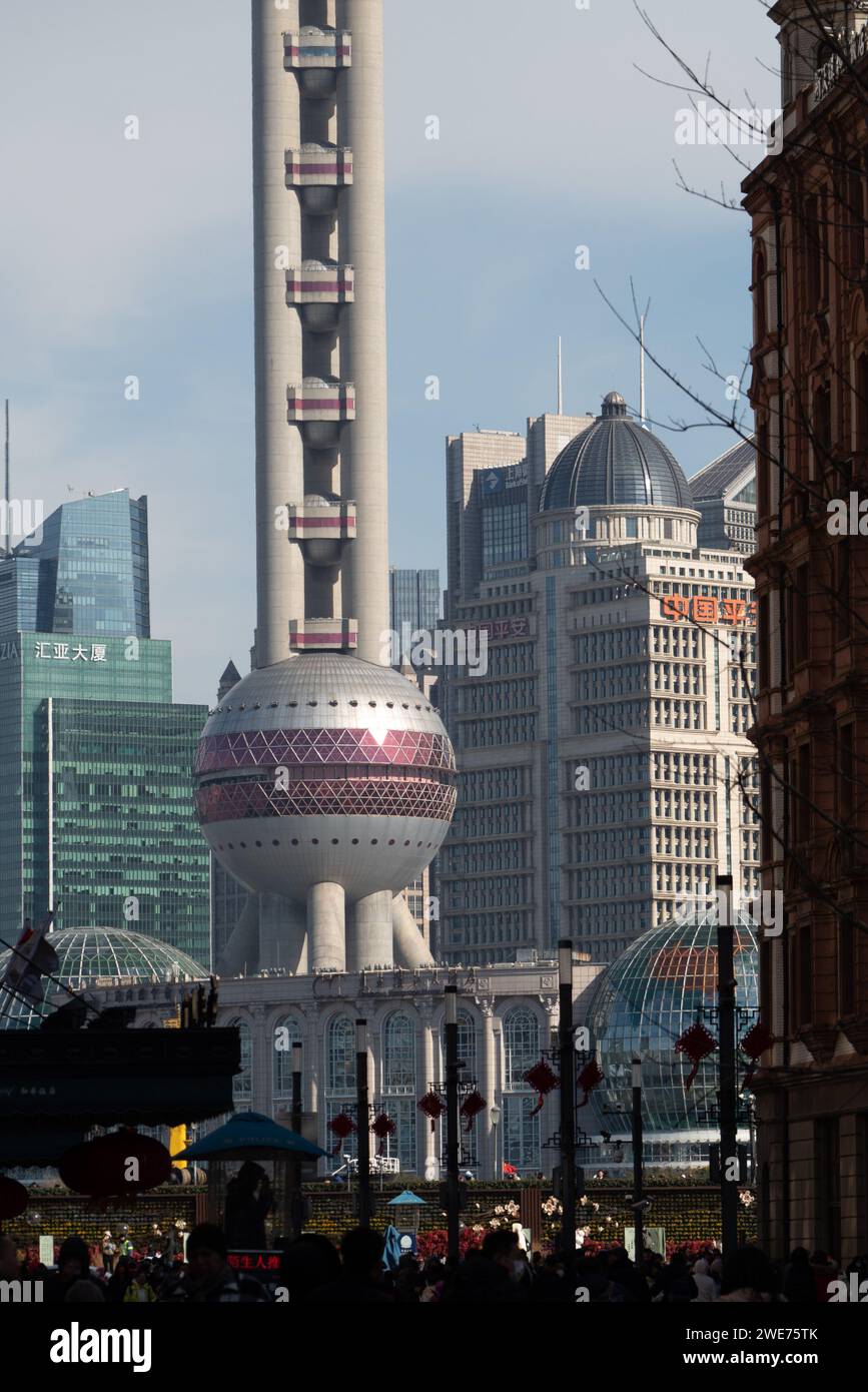 SHANGHAI, CHINA - JANUARY 23, 2024 - Tourists visit the Bund scenic ...