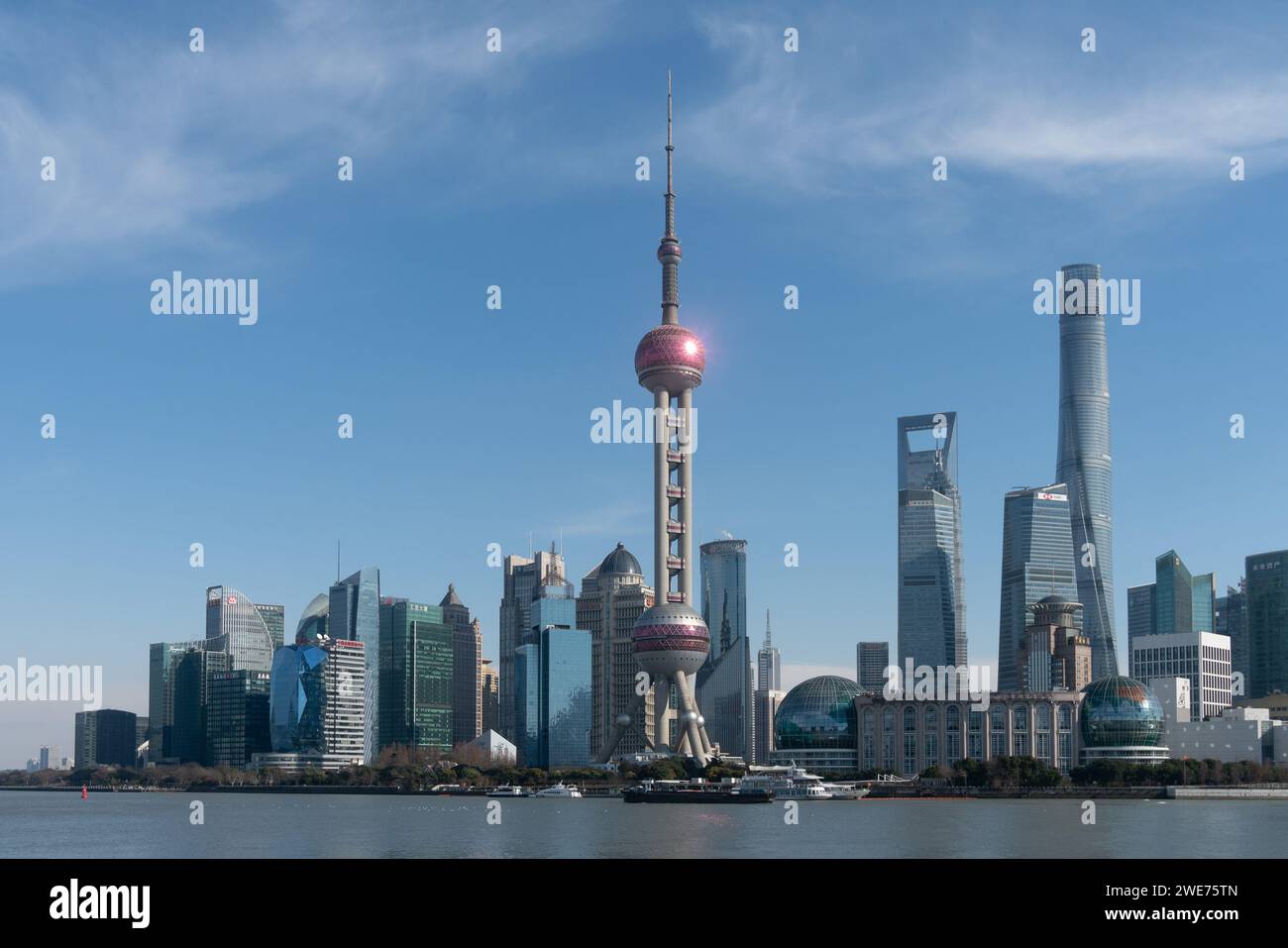 SHANGHAI, CHINA - JANUARY 23, 2024 - Tourists visit the Bund scenic ...
