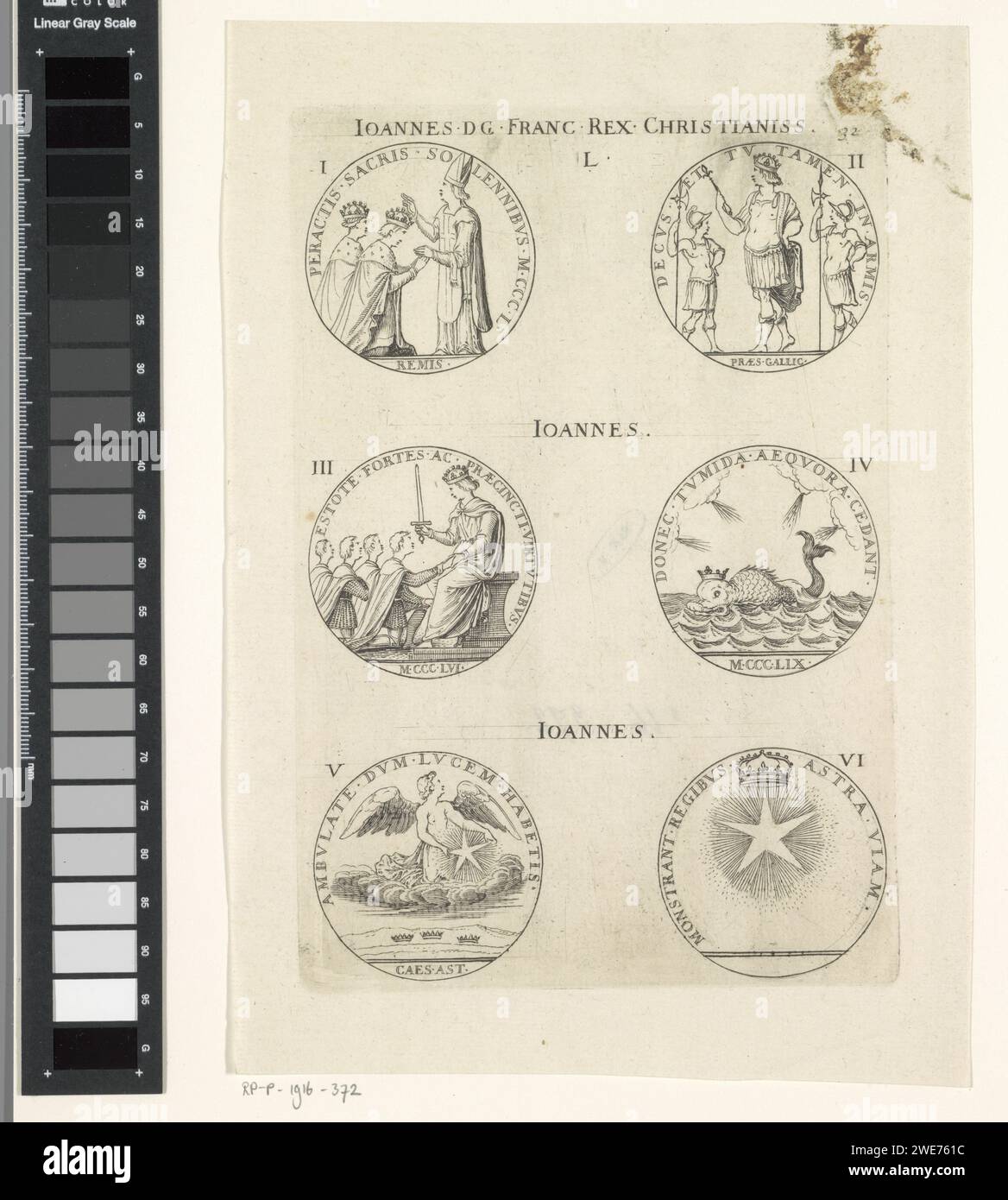 Six tokens of a French king, Anonymous, 1650 - 1750 print Six numbered ...