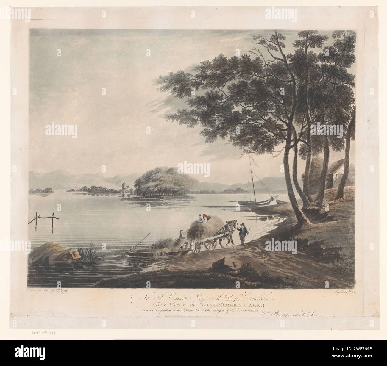 View of Windermere, Francis Jukes, 1796 print London paper etching lake ...