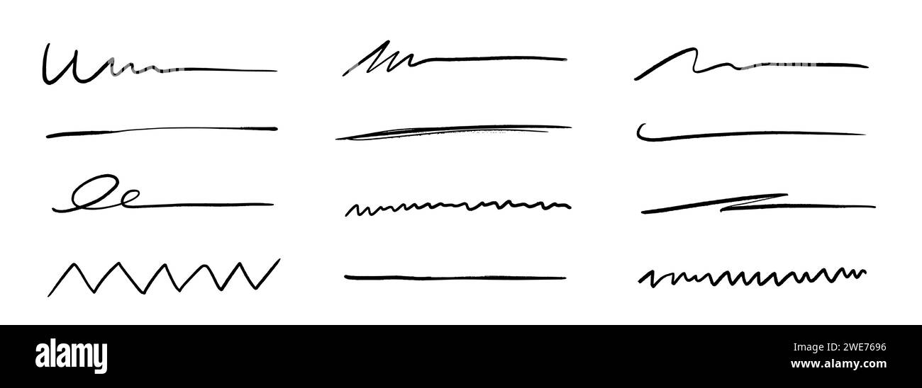 Pen underline line stroke, marker scribble. Hand drawn mark, brush ...