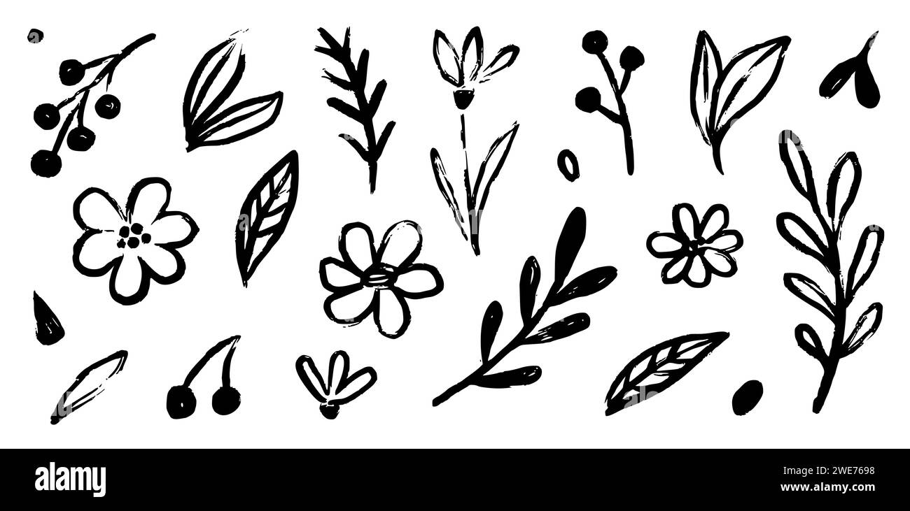 Flower doodle hand drawn line stroke. Sketch hand drawn spring floral ...