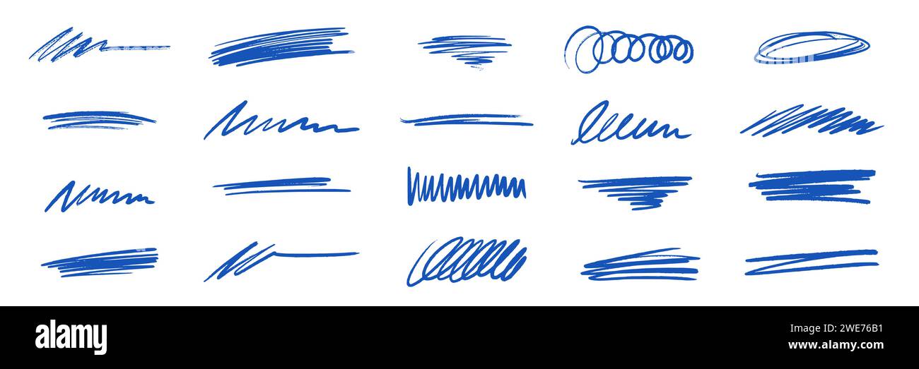 Line brush marker, pen, pencil stroke vector. Blue line brush marker ...