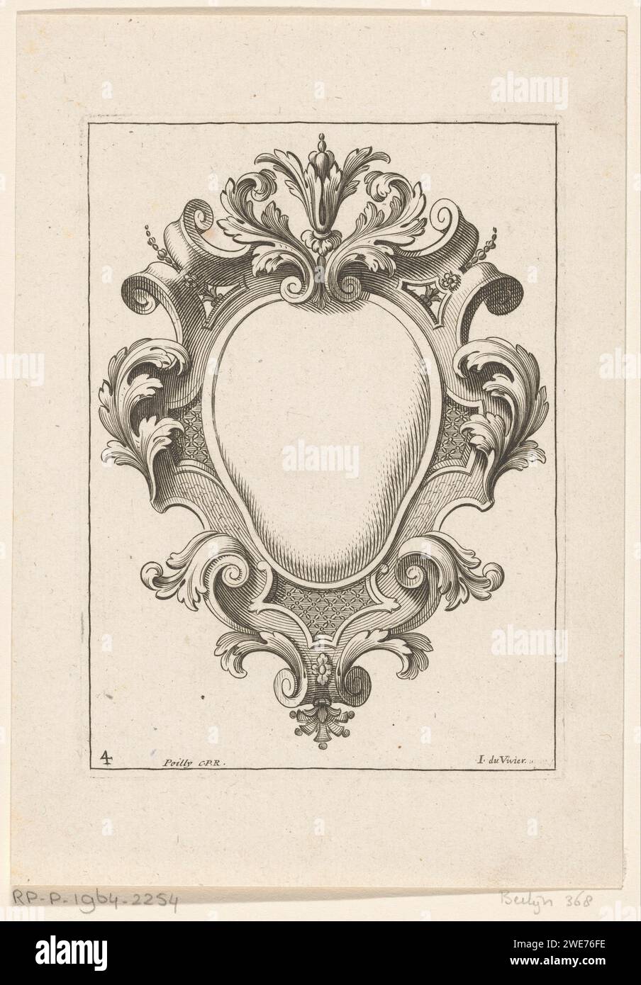 Cartridge, Jean Duvivier, 1712 print Cartouche with leaf motifs. Paris ...