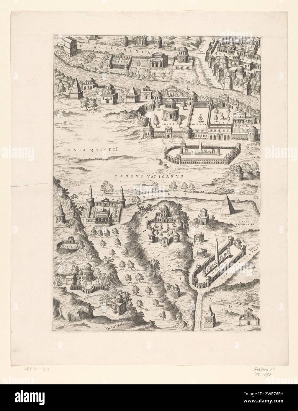 Map of Rome in Roman times (fifth part), Etienne Dupérac, 1639 - 1691 print Fifth part of a map ...