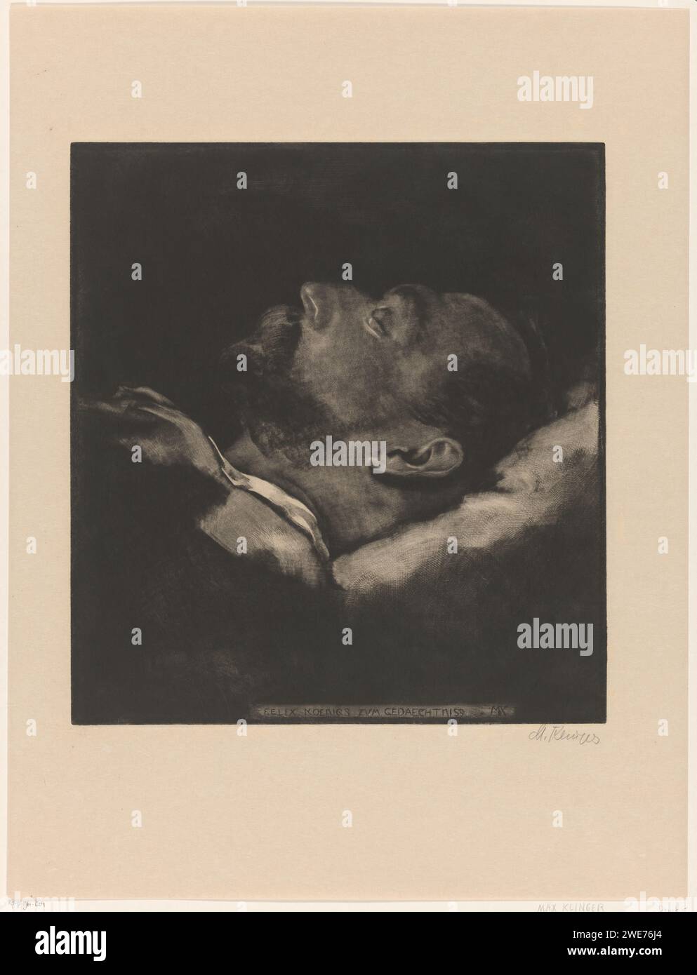 Portrait of Felix Koenigs on his death bed, Max Klinger, 1900 print ...
