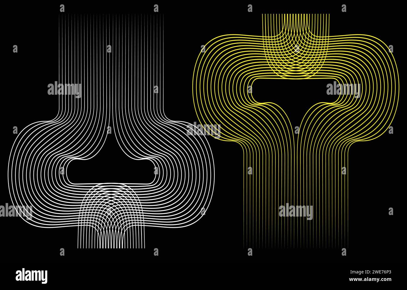 Abstract Retro Pattern Curves Parallel Lines Striped Vector Stock