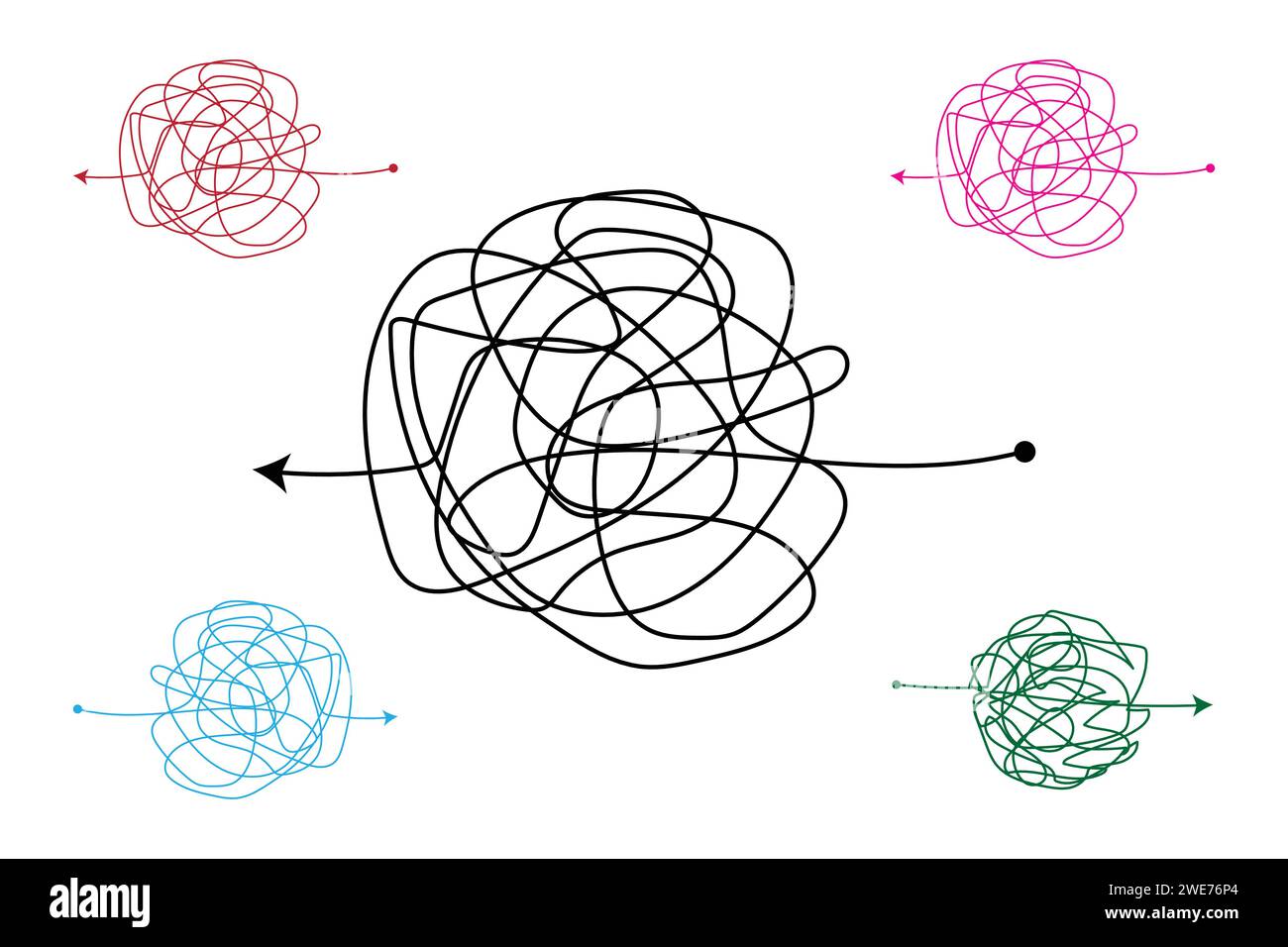 Chaotically tangled line drawing vector illustration Stock Vector Image ...