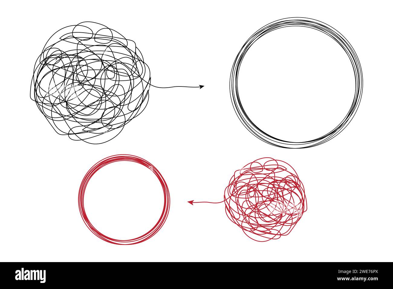 Chaotically tangled line drawing vector illustration Stock Vector Image ...