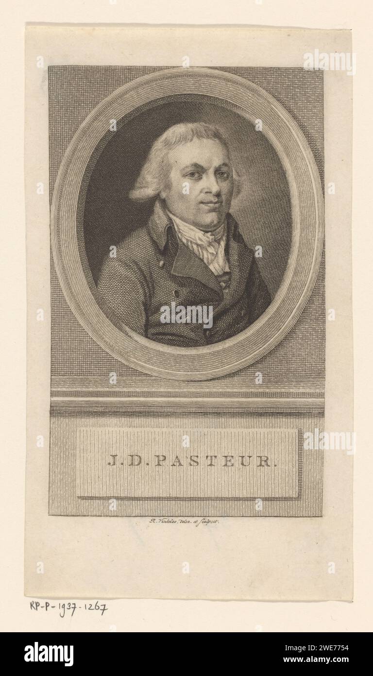Portrait of Jan David Pasteur, Reinier Vinkeles (I), 1786 - 1809 print ...