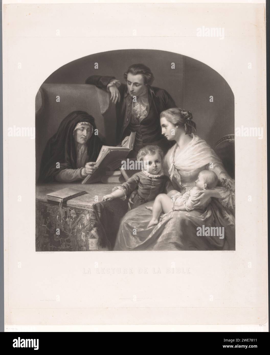 Family on the Bible study, Auguste Adrien Jouanin, After Edouard Dubufe ...