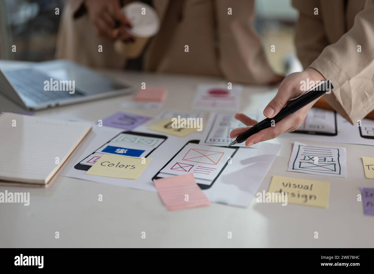 Close Up Hand Image Of A Creative Ux Ui Graphic Designer Team Is In The Meeting Brainstorming