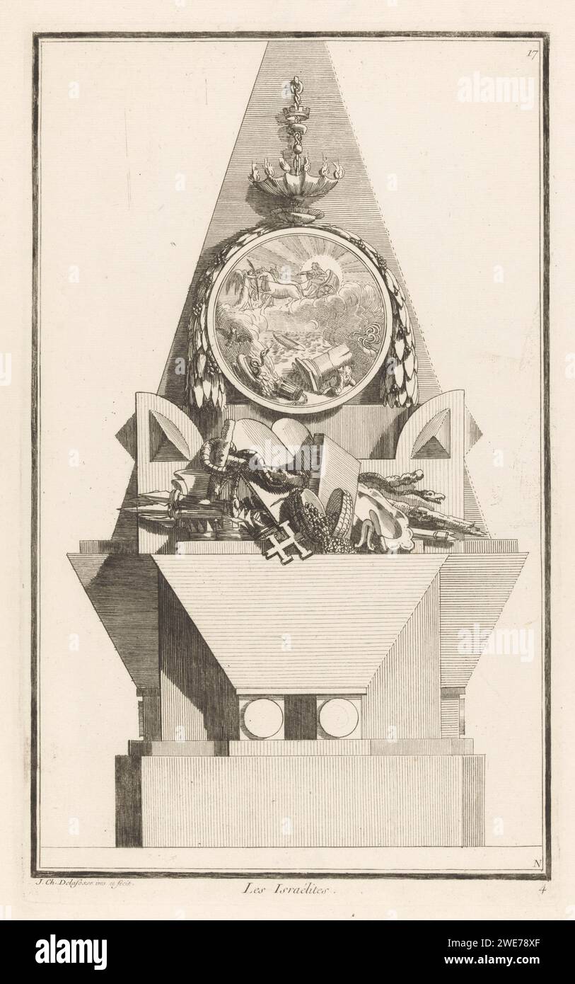Isracts Lions, Jean Charles Deliveryse, 1768 - 1771 print A tomb with ...