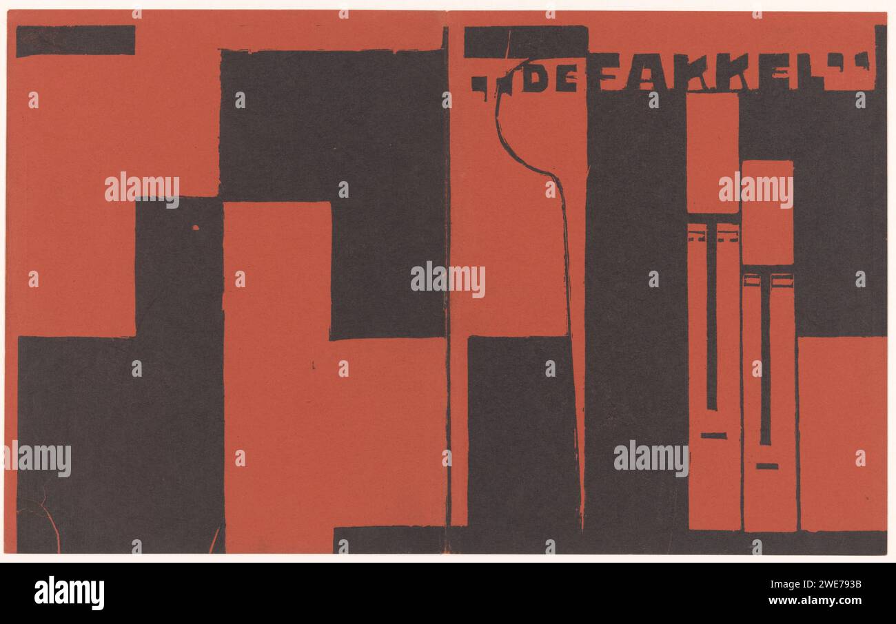 De Fakkel, Hendrik Chabot, 1925 print Two rectangular heads in the ...