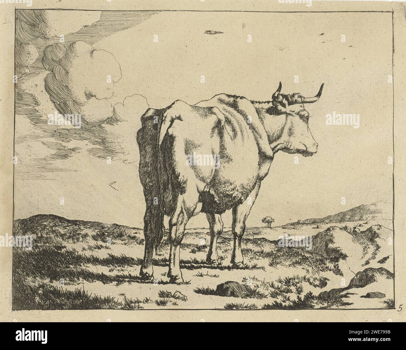 Standing cow, seen from behind, Marcus de Bye, After Paulus Potter ...