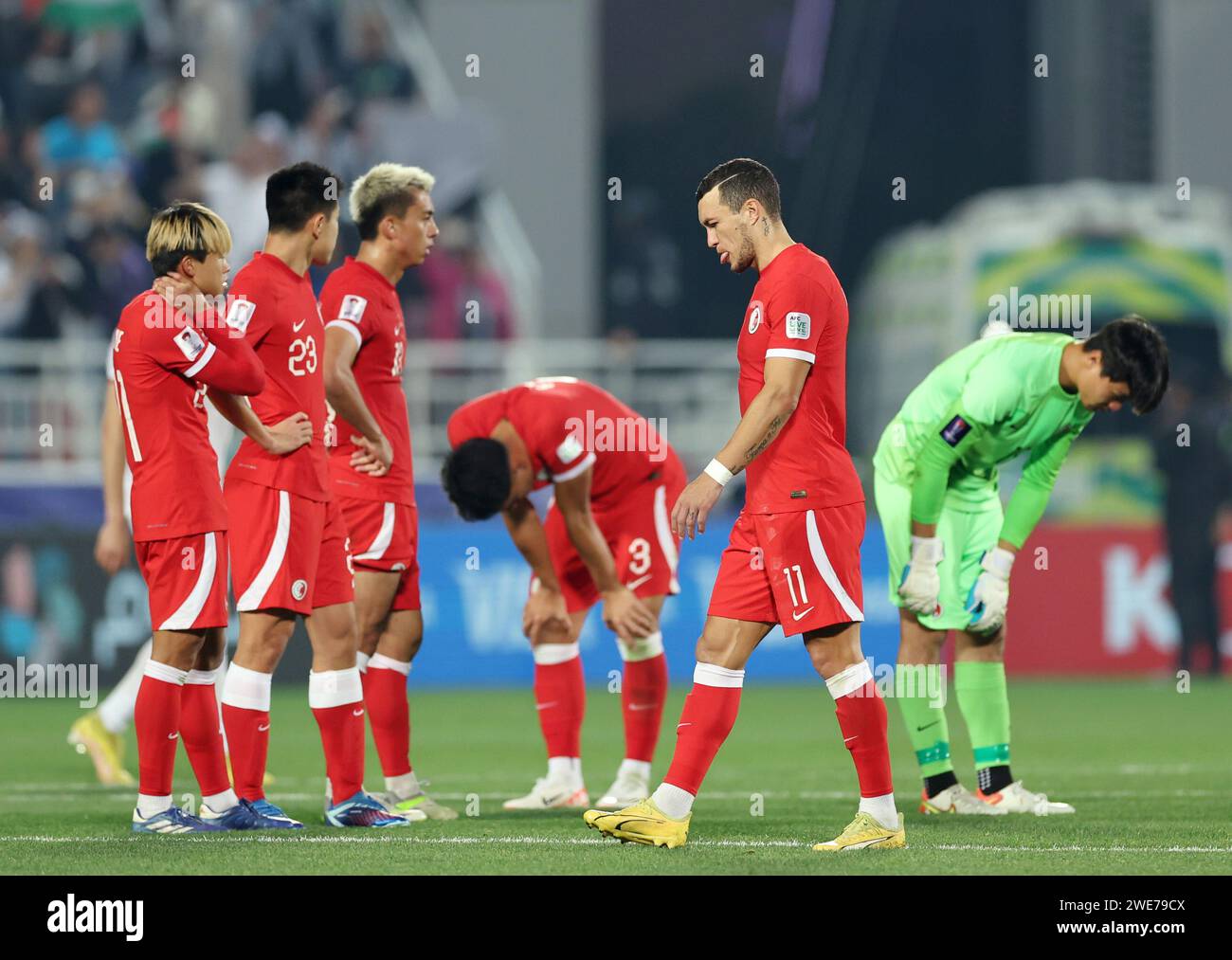 Doha, Qatar. 23rd Jan, 2024. Everton Camargo (2nd R) of China's Hong ...