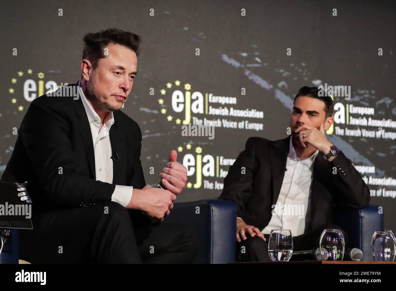 Krakow, Poland. 22nd Jan, 2024. Elon Musk of RPA (L) and Ben Shapiro of ...