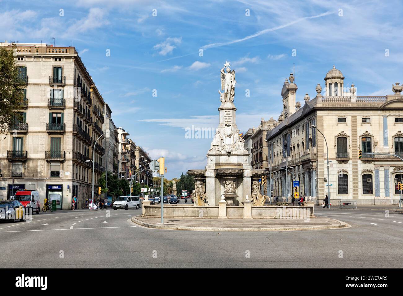 Font del Geni Catala, historic fountain, neoclassical architecture ...