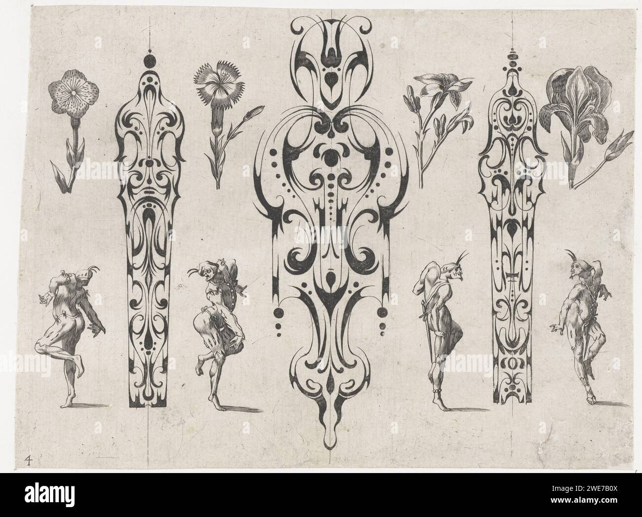 Three elongated Schweifwerk Ornaments, Meynert Jelissen, After Jacques ...