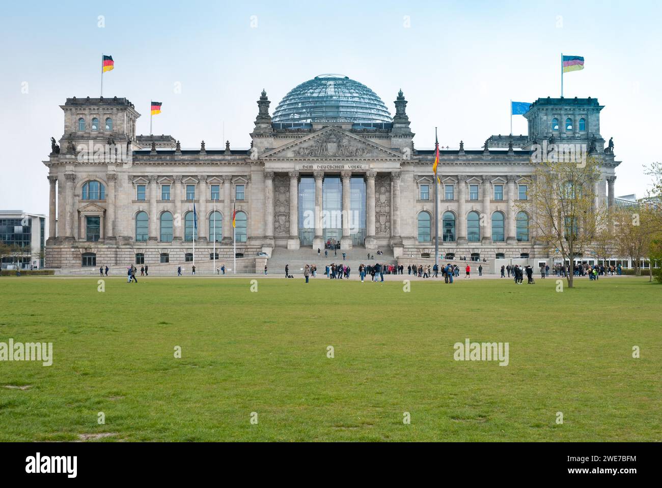 The Reichstag building in Berlin with visitors in front of it, German ...
