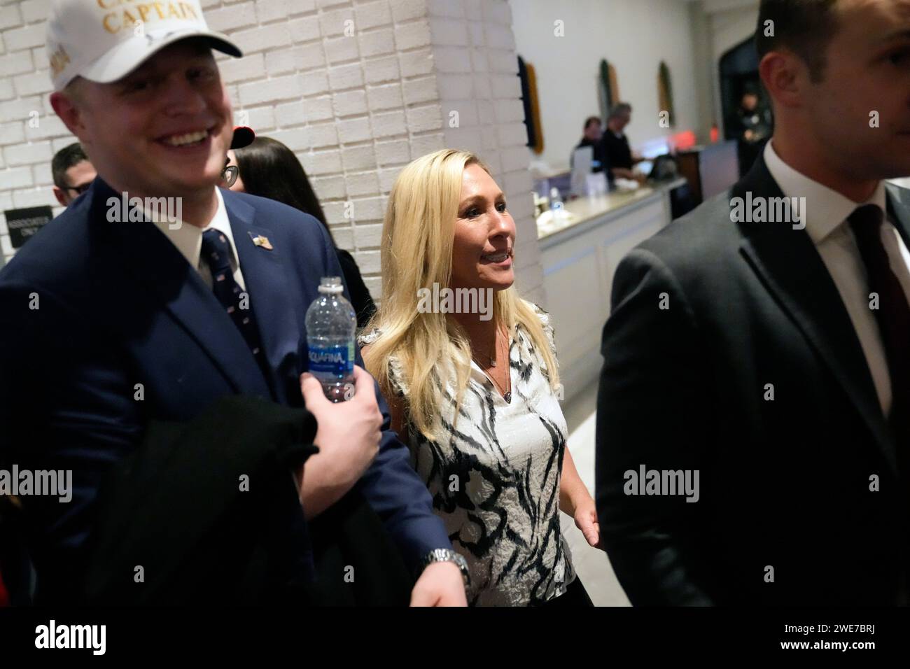 Rep. Marjorie Taylor Greene, R-Ga., leaves after Republican ...