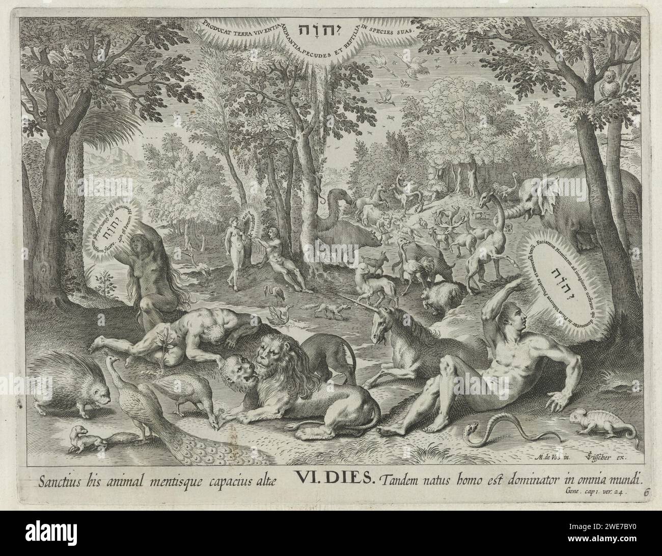 Sixth Day: Creation of Adam and Eva, 1643 print In the midst of the ...