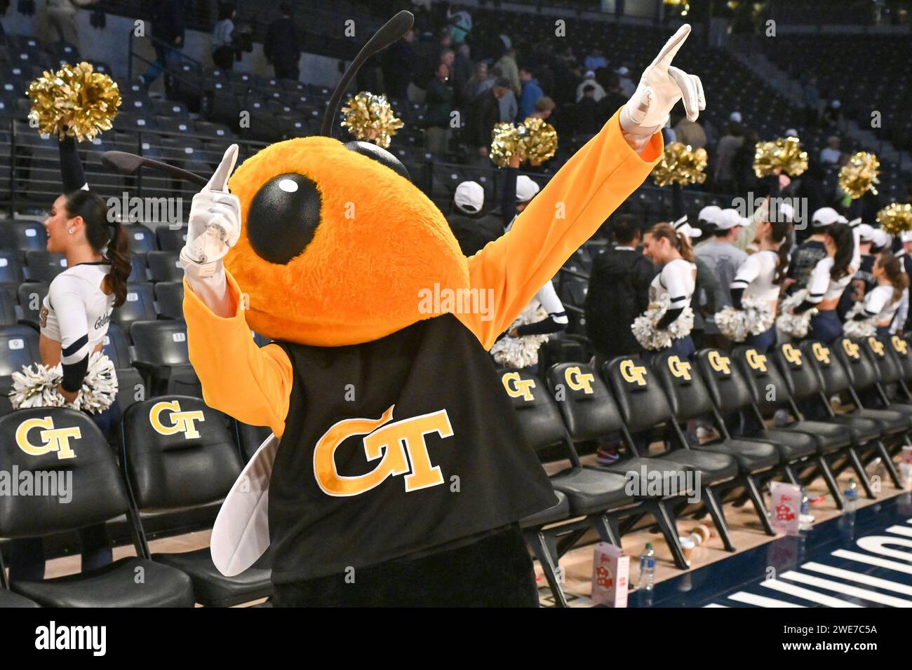 ATLANTA, GA – JANUARY 23: Georgia Tech mascot Buzz during the college ...
