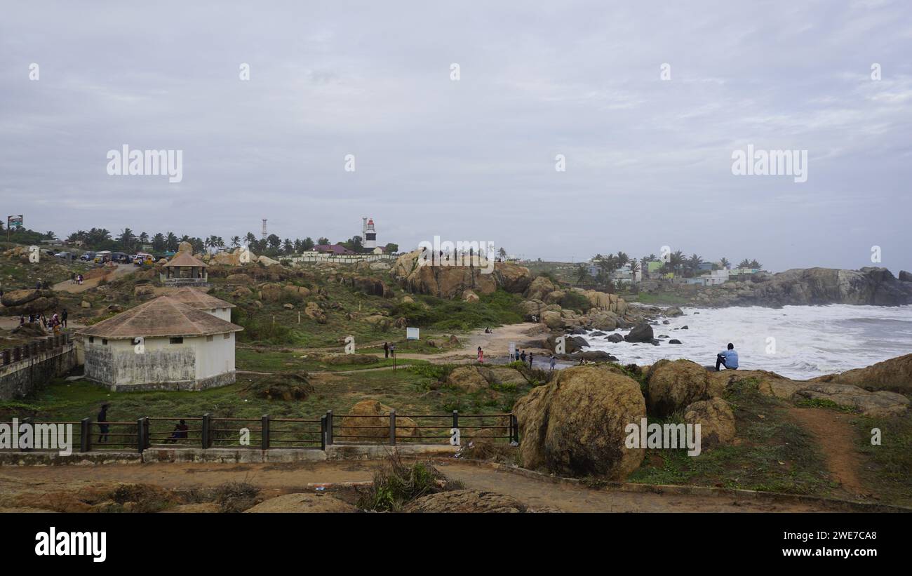 Muttom, India - July 08 2023: Tourists enjoying the beautiful scenic ...