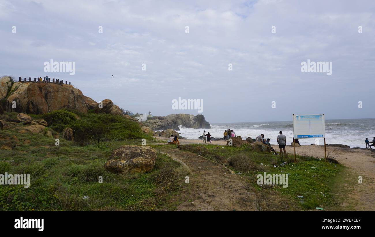 Muttom, India - July 08 2023: Tourists enjoying the beautiful scenic ...