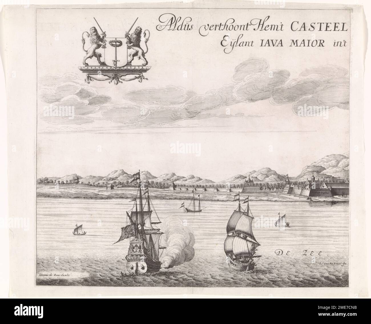View of Batavia (left leaf), Julius Milheuser, After I. VinckBoons ...