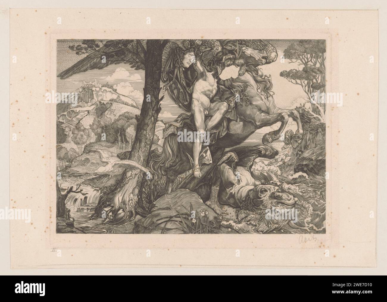 Perseus and the sea monster, Johannes Josephus Aarts, 1907 print ...