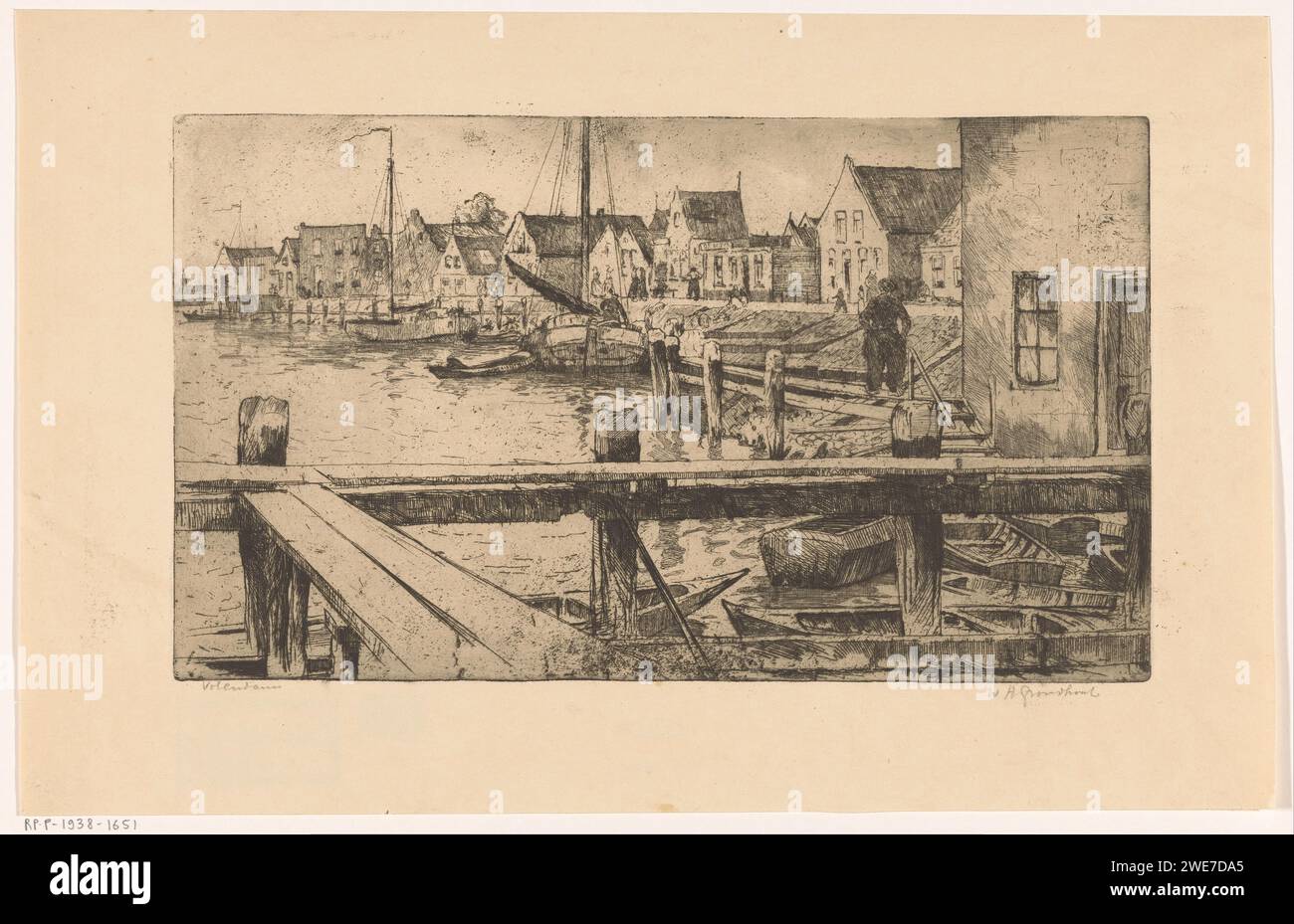 Volendam, Willem Adrianus Grondhout, 1888 - 1934 print Moored ships in ...
