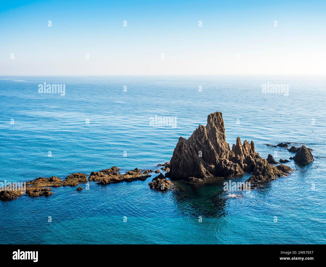 Beautiful Gata Cape landscape with rock formations in the water during ...