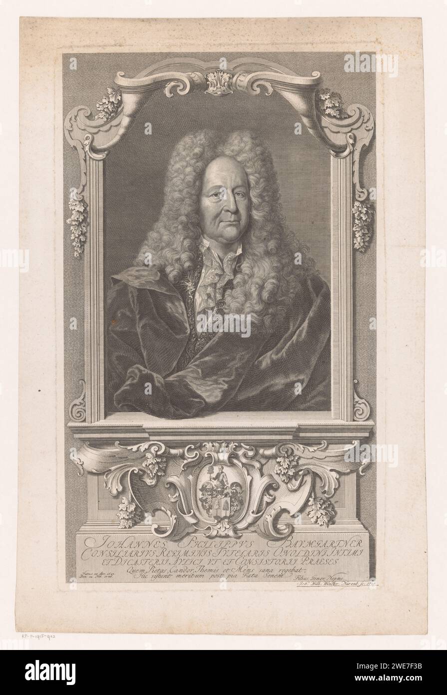 Portrait van Johann Philipp Baumgartner, Johann Wilhelm Windter, 1728 ...