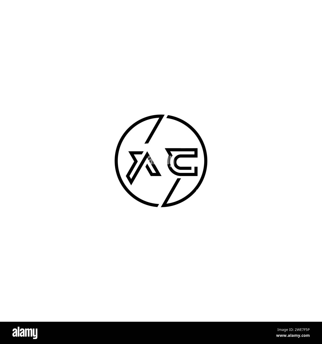 AC simple outline concept logo and circle of initial design black and ...