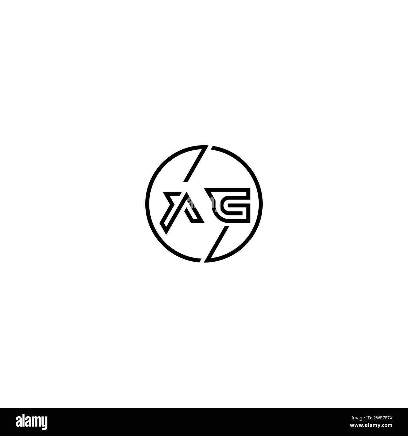 AG simple outline concept logo and circle of initial design black and ...