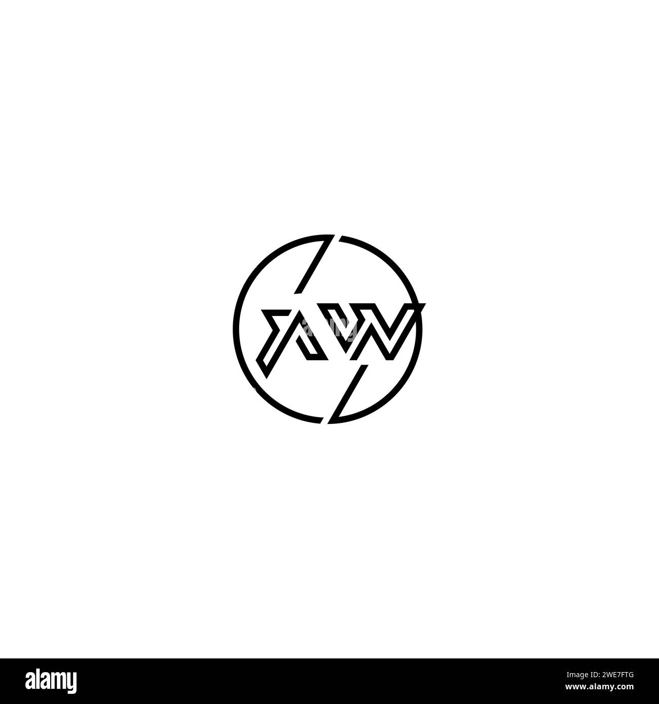 AW simple outline concept logo and circle of initial design black and ...