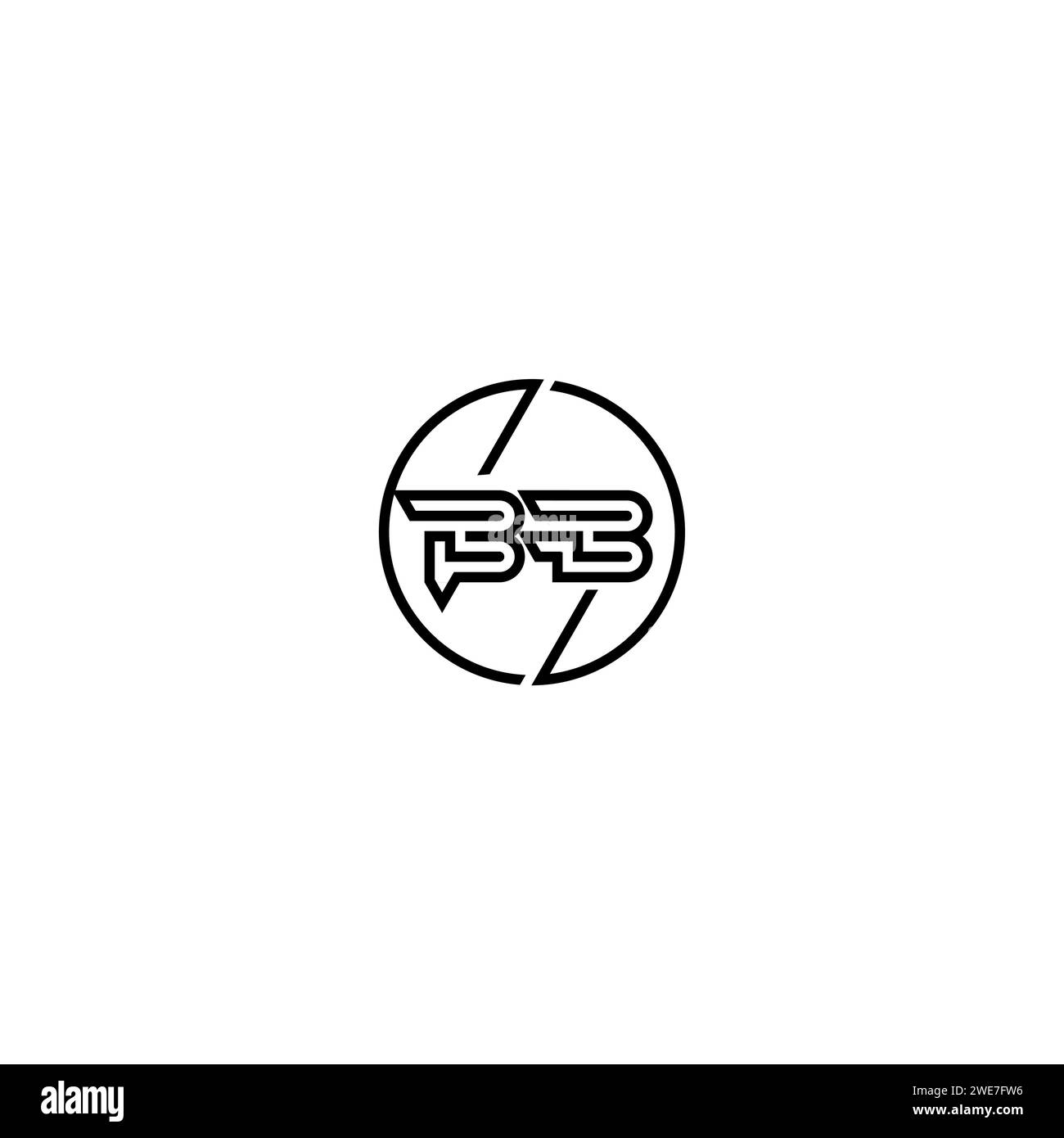 BB simple outline concept logo and circle of initial design black and ...