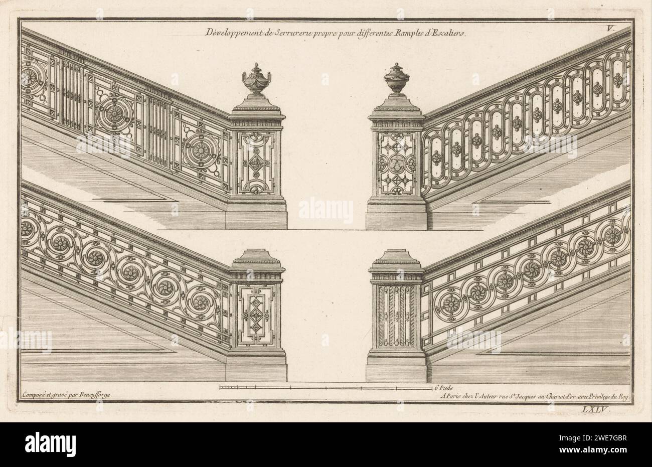 Four staircases, Jean François de Neufforge, 1772 - 1780 print Four ...