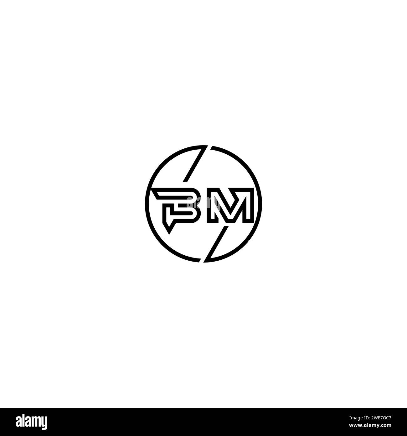 BM simple outline concept logo and circle of initial design black and ...