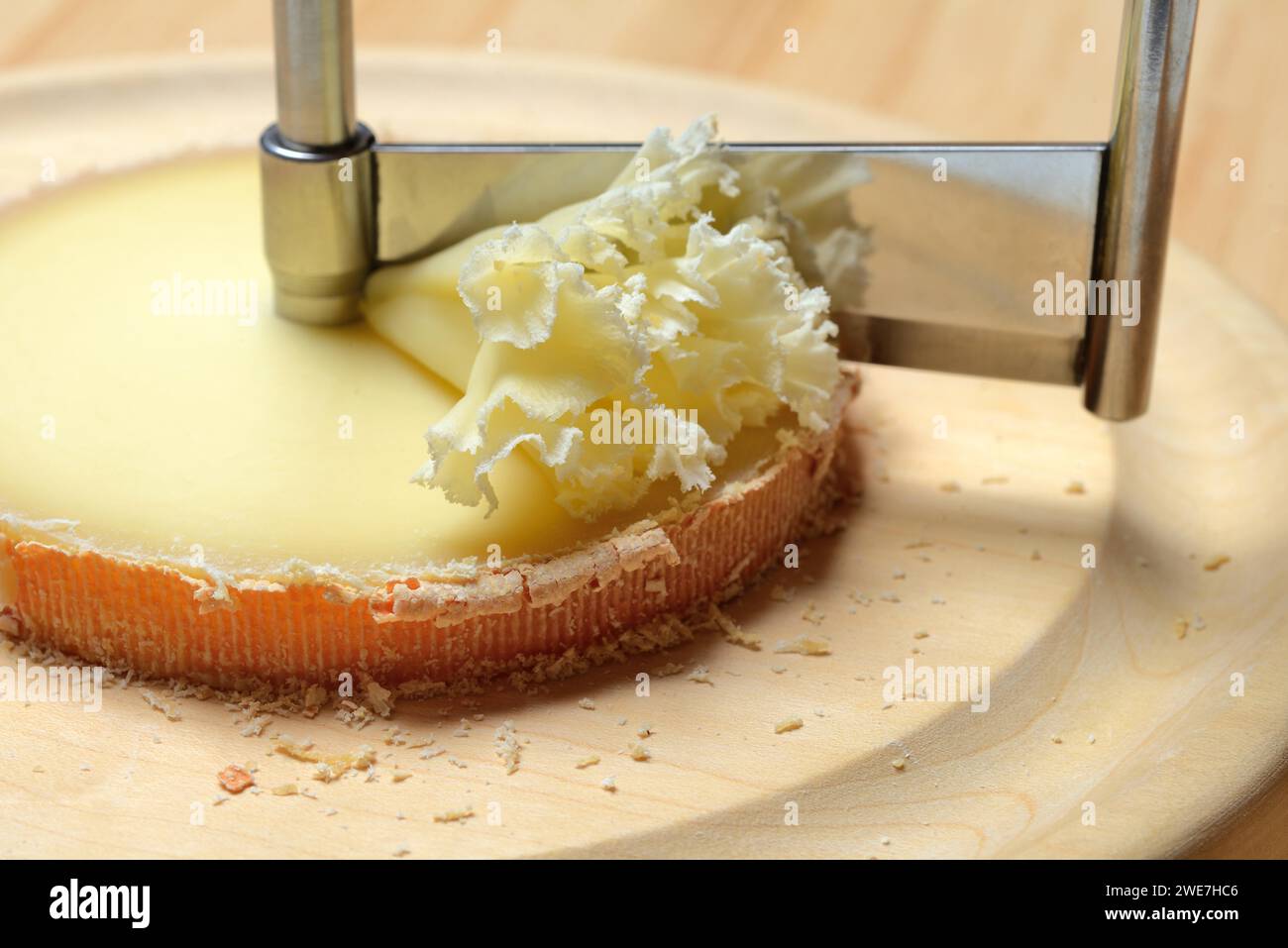 Cheese 'Tete de Moines' with turning knife Girolle, cheese rosettes ...