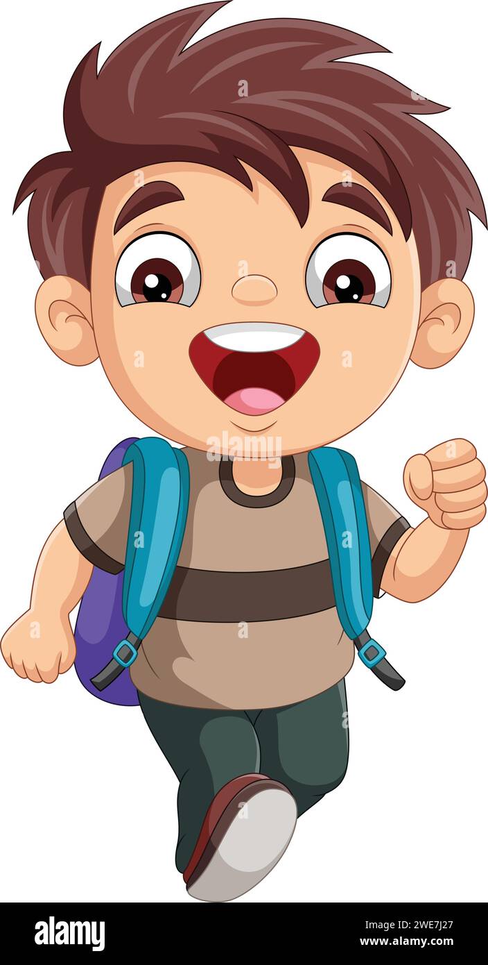 Cartoon little boy go to school Stock Vector Image & Art - Alamy