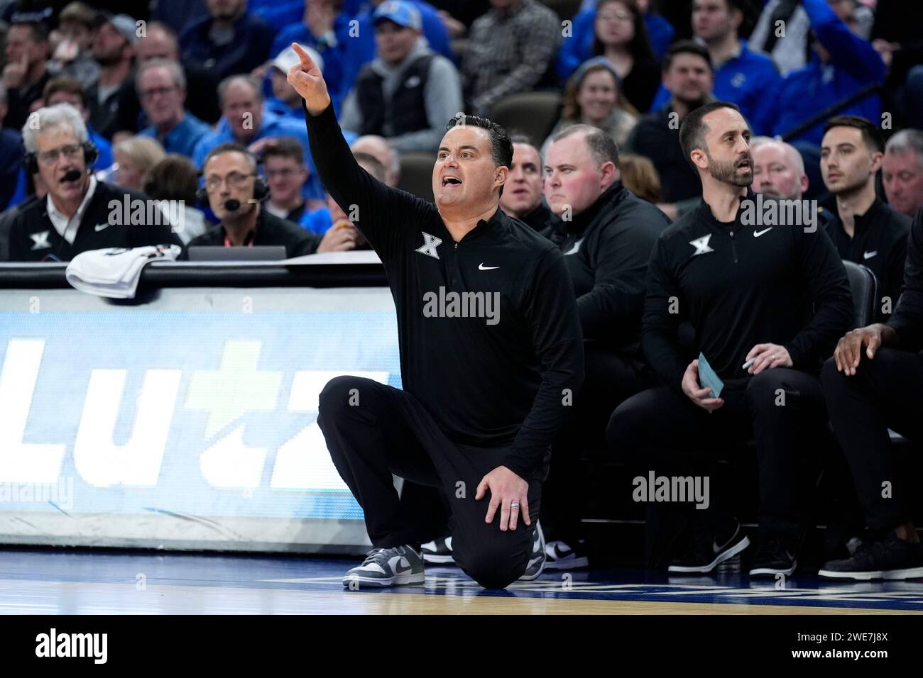 Xavier head coach Sean Miller directs his team during the second half ...