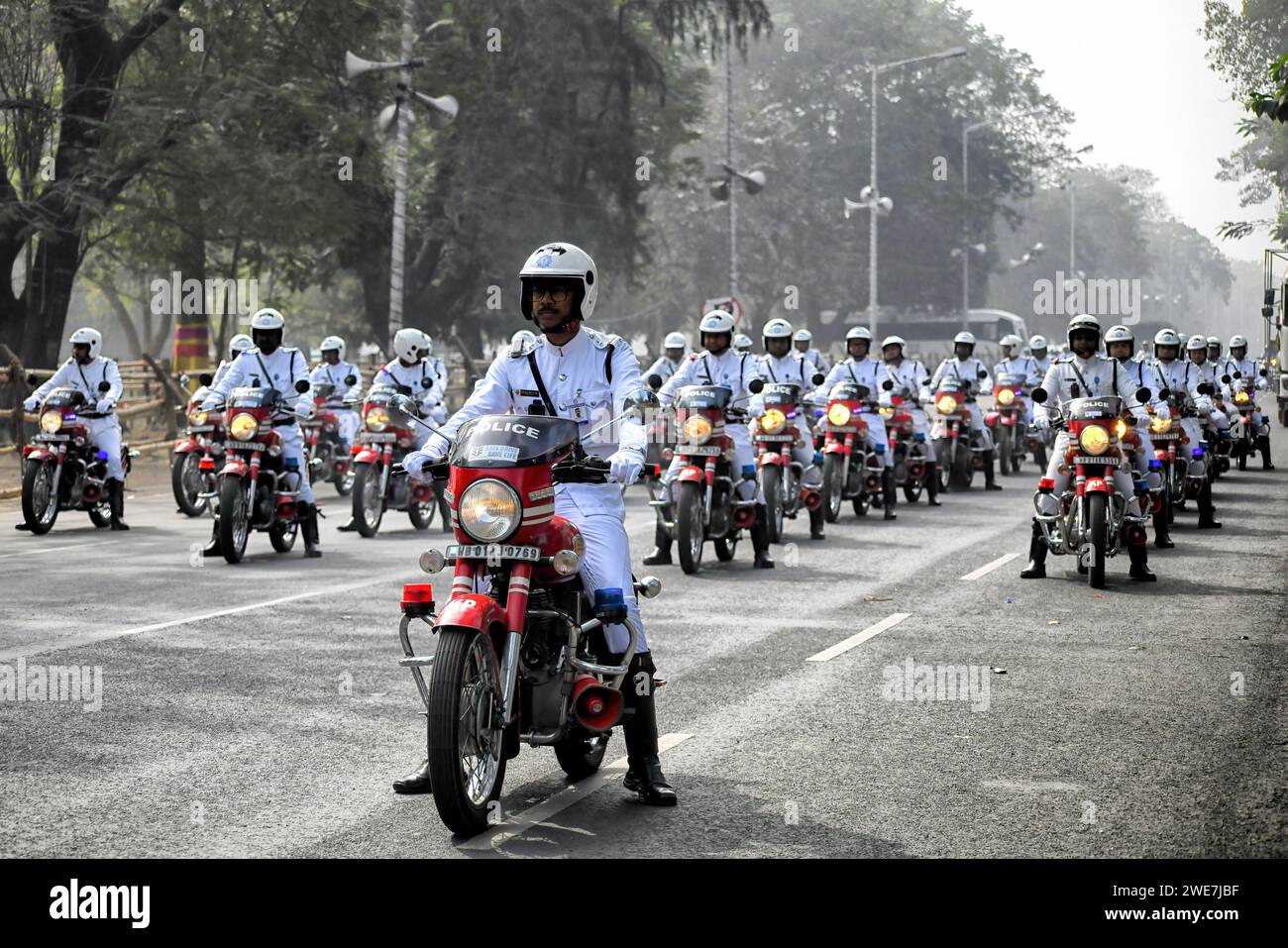 Kolkata, India. 22nd Jan, 2024. Kolkata Police Traffic inspectors seen ...