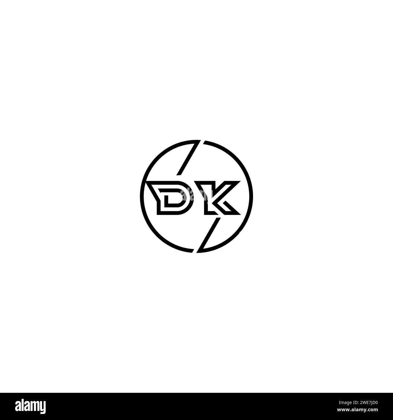 DK simple outline concept logo and circle of initial design black and white background Stock ...