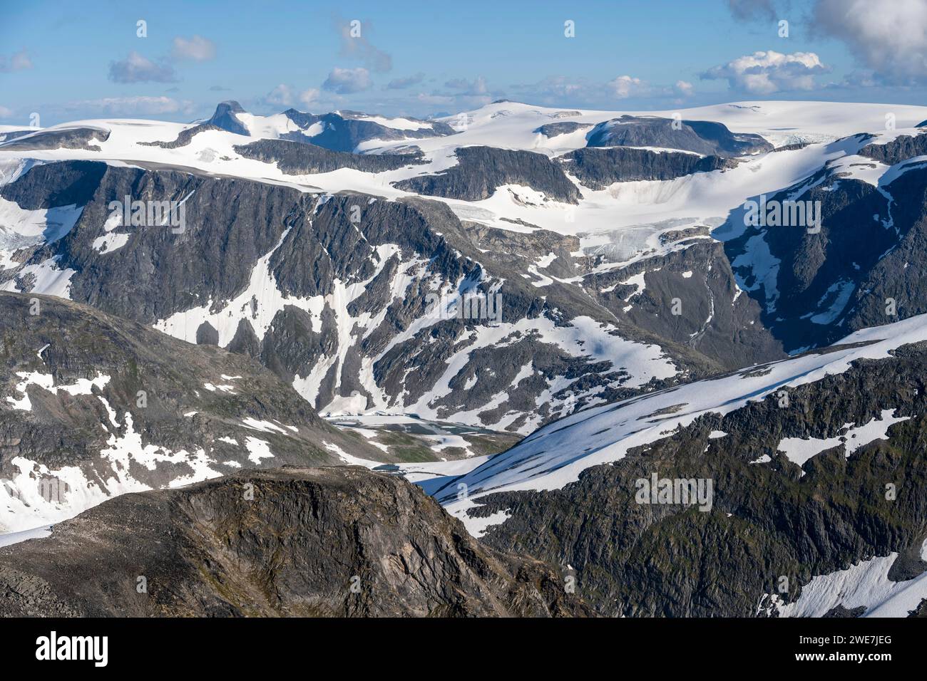 Mountain peak with Jostedalsbreen glacier, view from the summit of ...