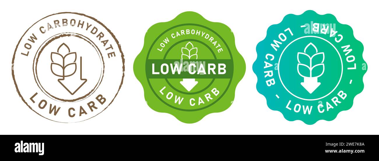 Low carb carbohydrates emblem seal logo sticker for dietary food design ...