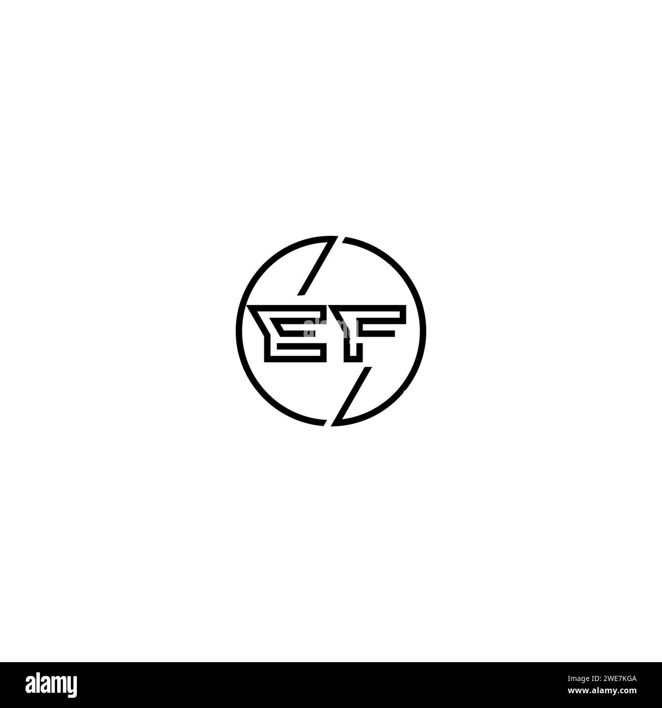 EF simple outline concept logo and circle of initial design black and ...